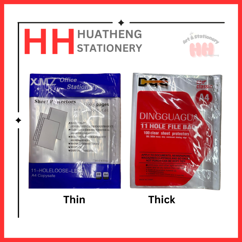 [4C] Sheet Protector / A4 Clear Sheet Protector Transparent 11 Holes ...