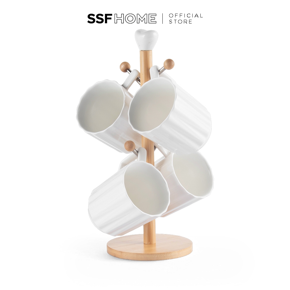 SSFHOME - 4 Pcs Mug with Bamboo Holder | Shopee Malaysia