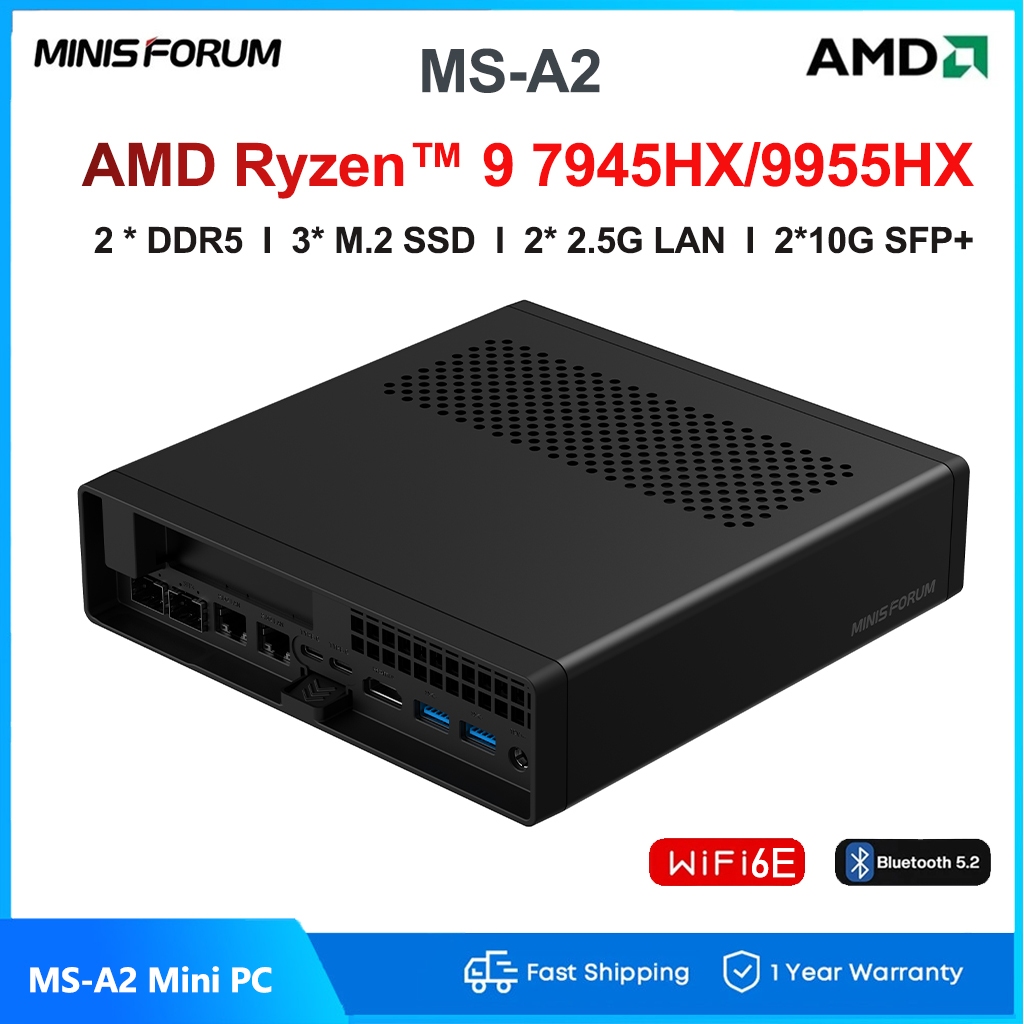 MINISFORUM MS-A2 Mini PC AMD Ryzen 9 9955HX 2x10G SFP Intel X710 2*2.5G ...