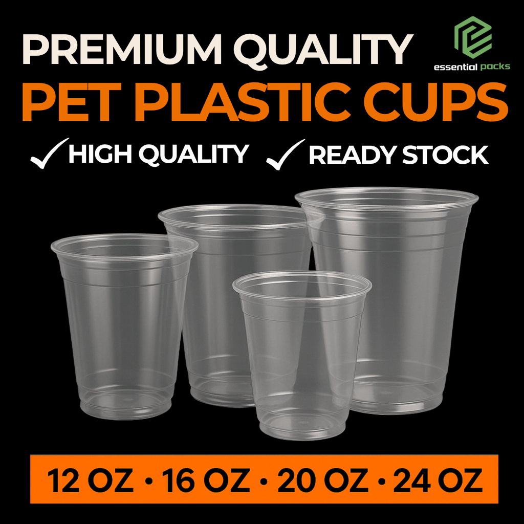 [READY STOCK] Premium PET Plastic Cup Flat Dome Lid Thick Material ...