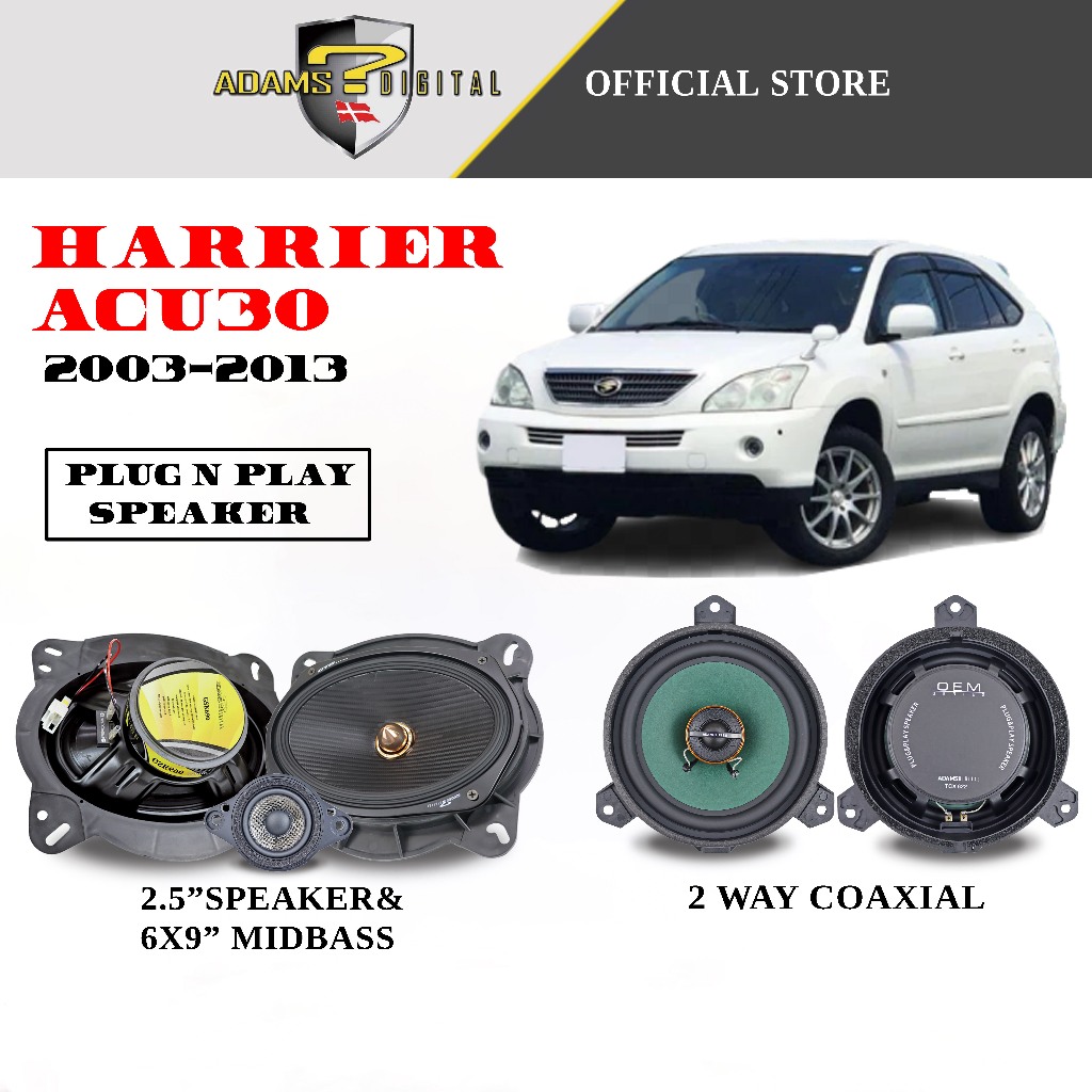 Adams Digital Toyota Harrier ACU30 Speaker Plug and Play Car Harrier ...