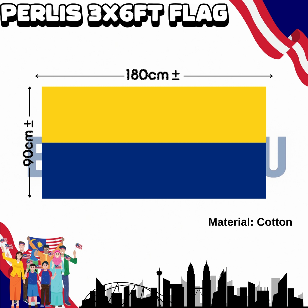 【Benderaku】Bendera Perlis Flag Cotton Perlis Flag 3x6ft 90cm X 180cm ...