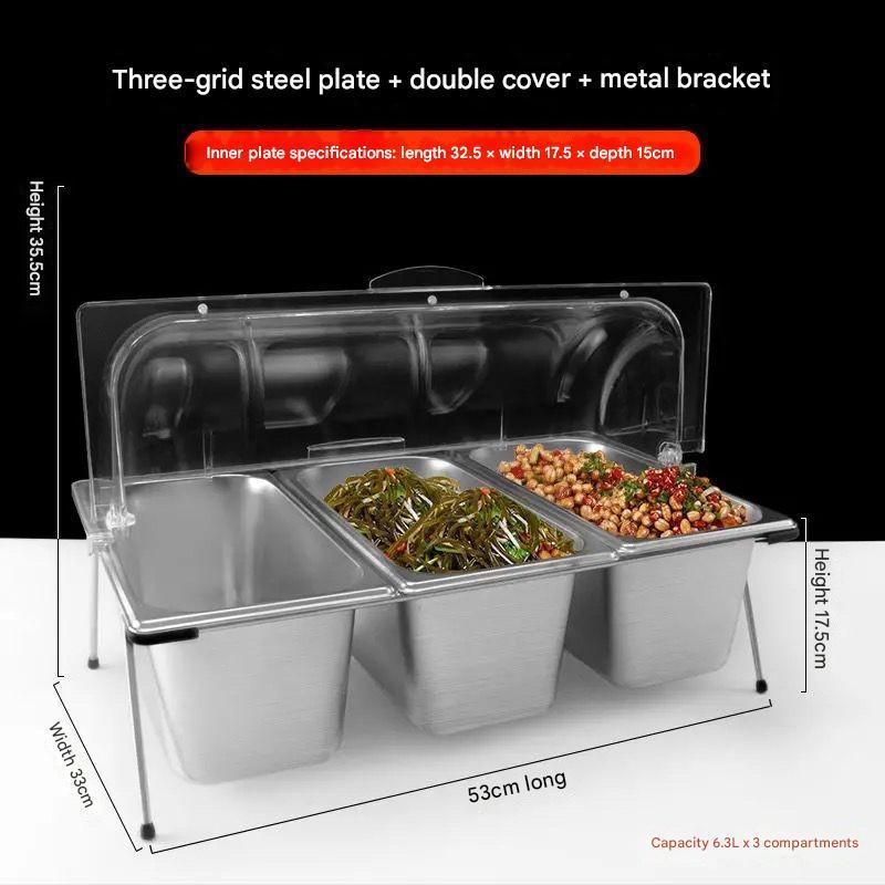Stainless steel hotel buffet display stand multi grid stall with lid ...