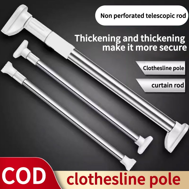 Telescopic Shower Curtain Rod Stainless Steel Curtain Rail Rod Clothes ...