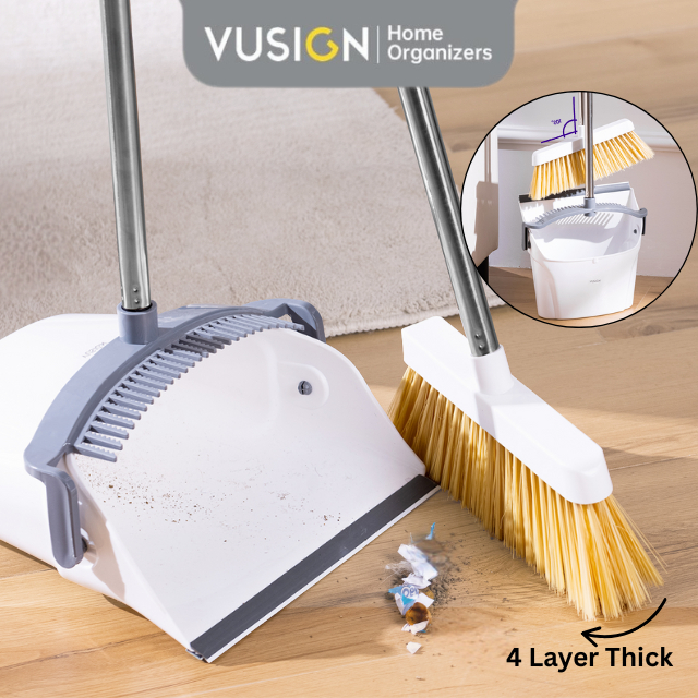 Vusign Penyapu Dan Penyodok 2 in 1 Foldable Broom Stand Dustpan For ...