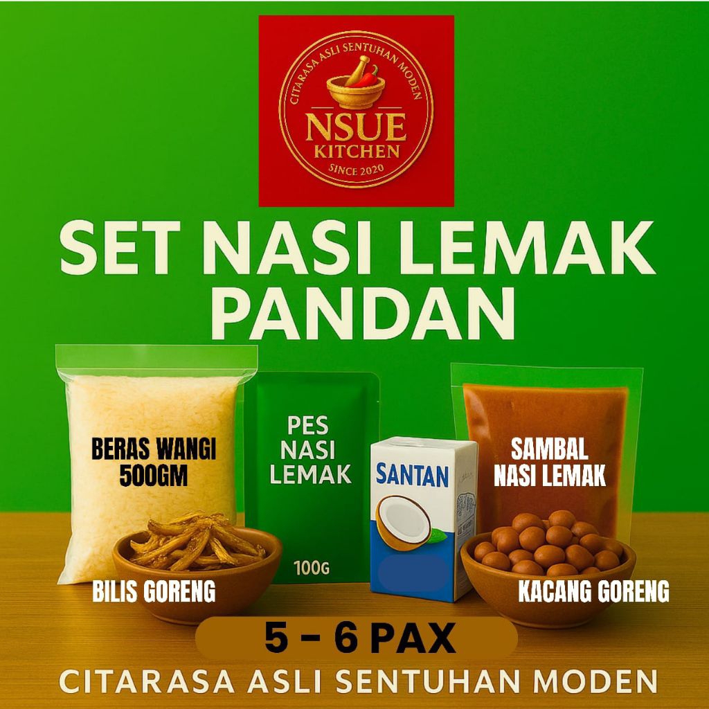 NSUE KITCHEN Set Nasi Lemak Pandan 6-7 PAX | Shopee Malaysia