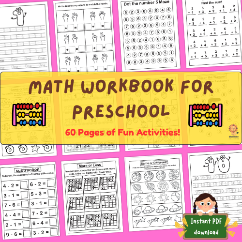 Preschool Math Workbook PDF – 60 Pages | Ages 4-6 | Counting, Tracing ...