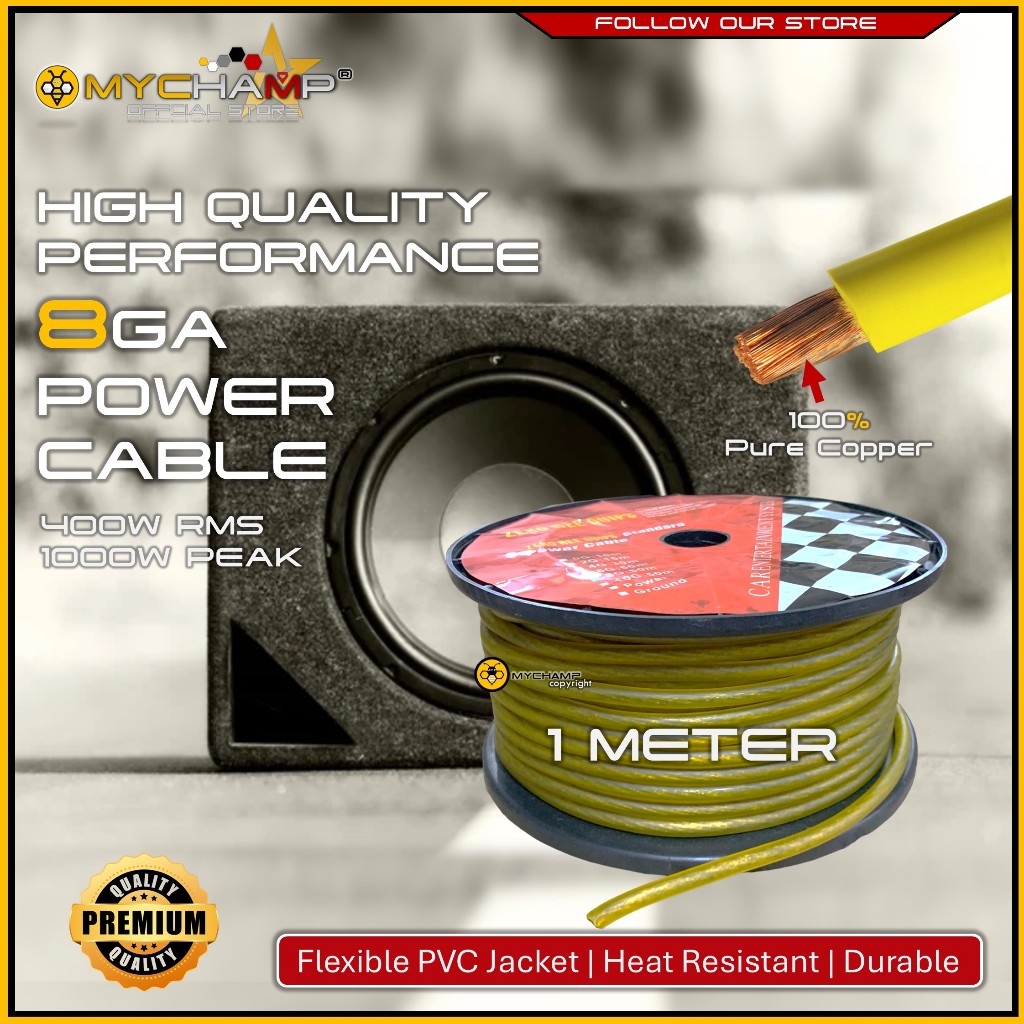 8GA CCA Copper Cable for Car Audio Amp – Heat Resistant Power Wire ...