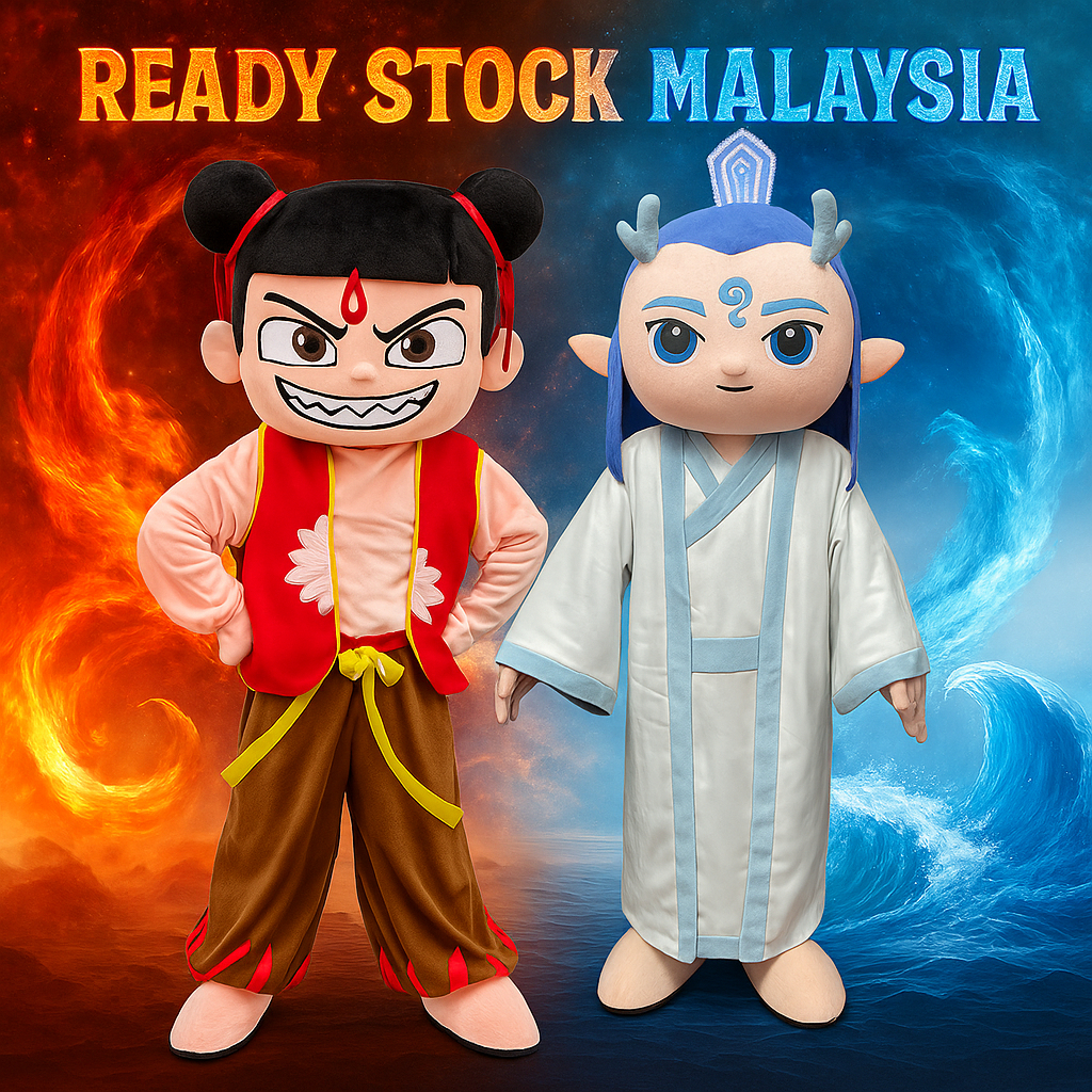 (Ready Stock) Nezha & Ao Bing Mascot Costume Cosplay Cartoon Big Head ...