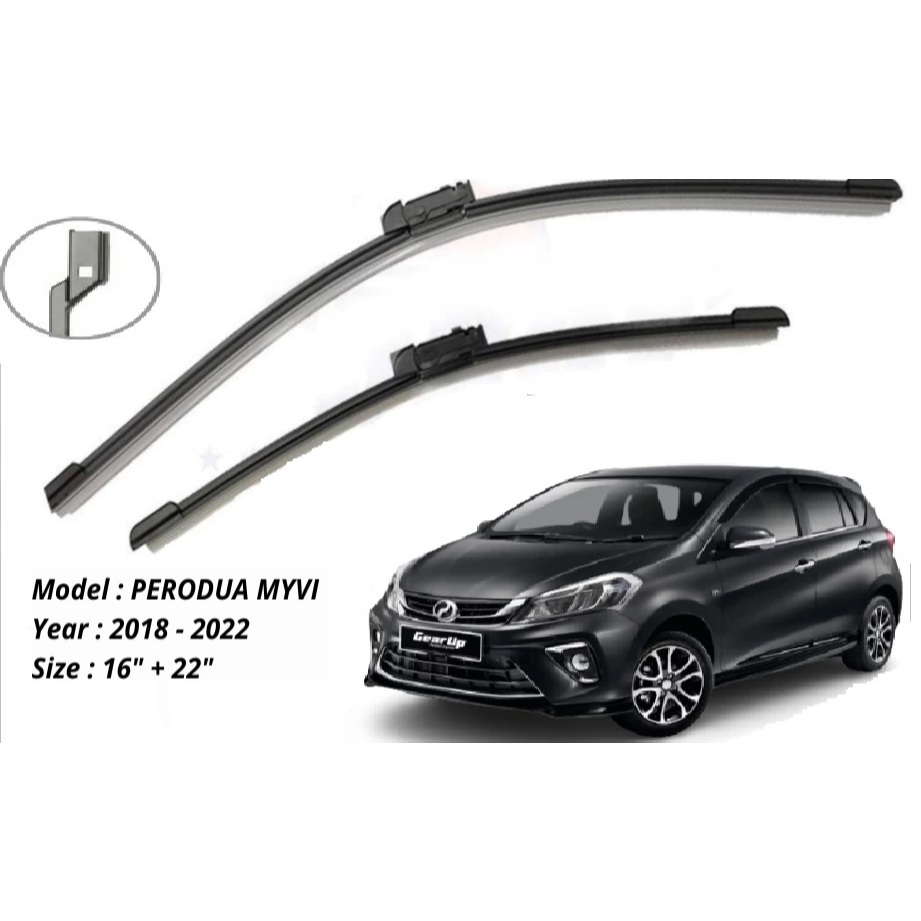 1Pair Perodua Myvi New 2018 Wiper Premium Rubber And Silicone Wiper ...