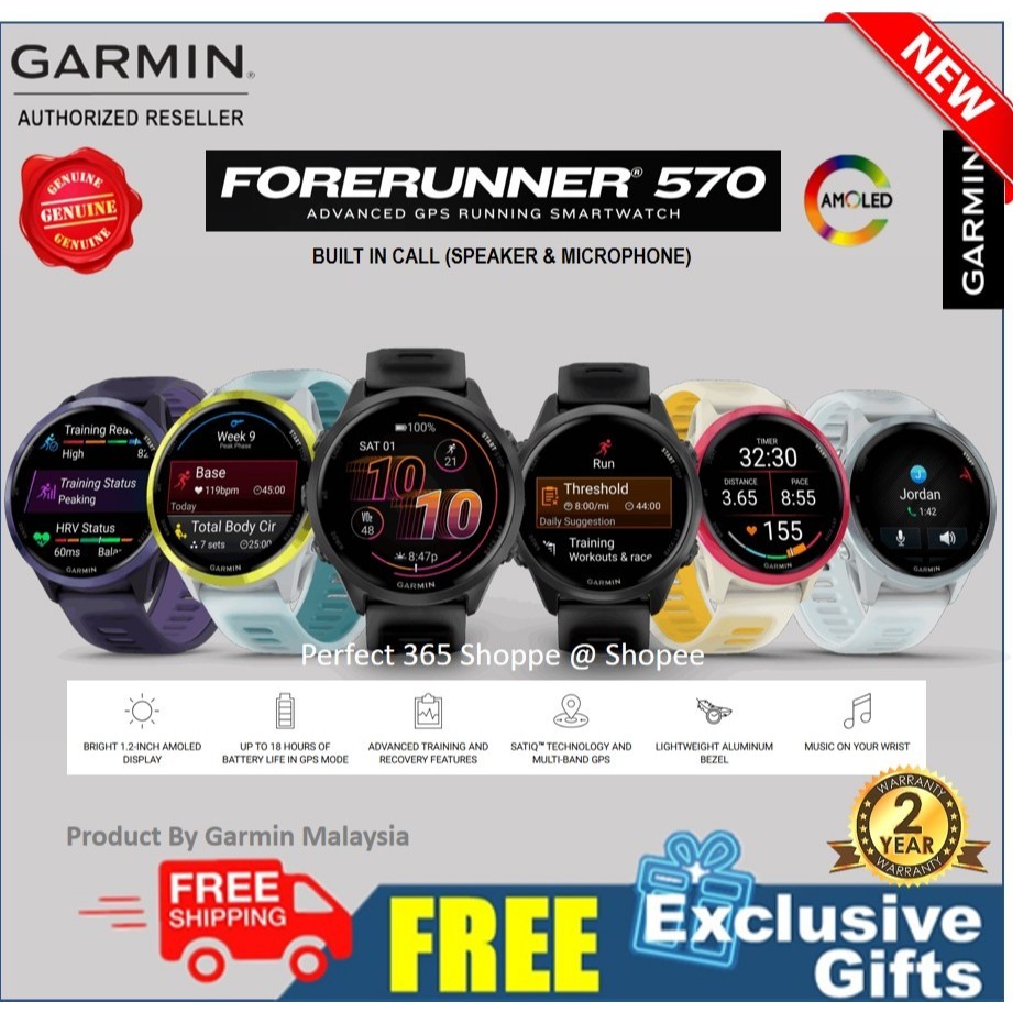 🇲🇾 Garmin Forerunner 570 - 42MM & 47MM GPS Smart Watch Triathlon ...