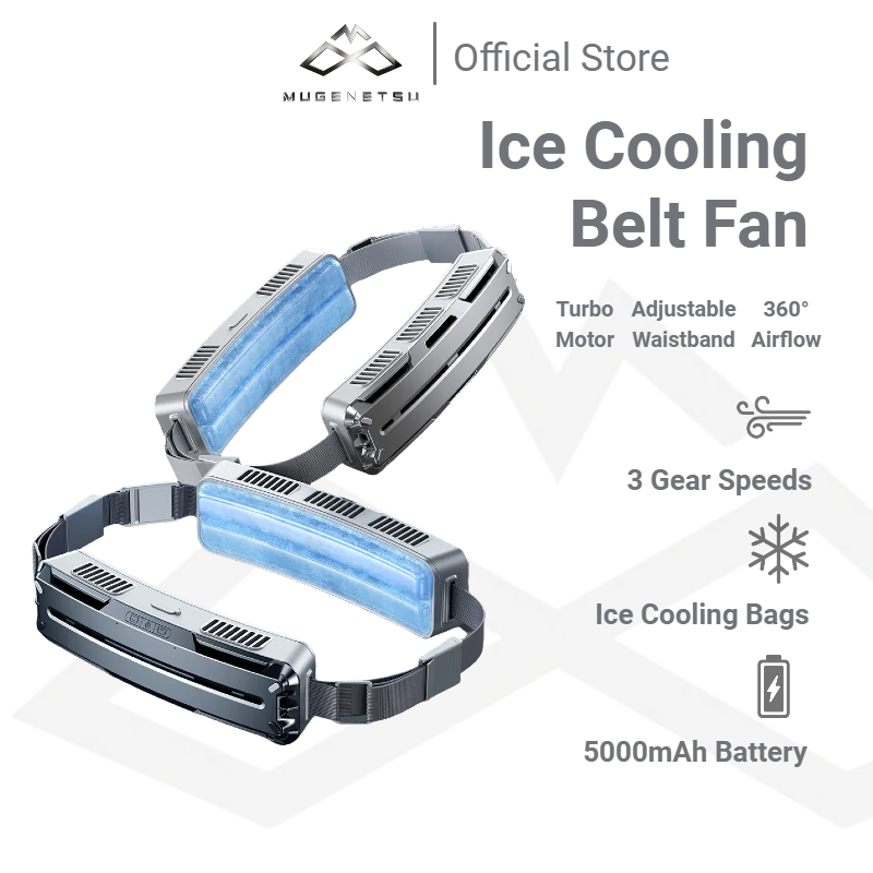 MUGENETSU Hanging Waist Fan 5000mAh Rechargeable Battery Ice Cooling ...