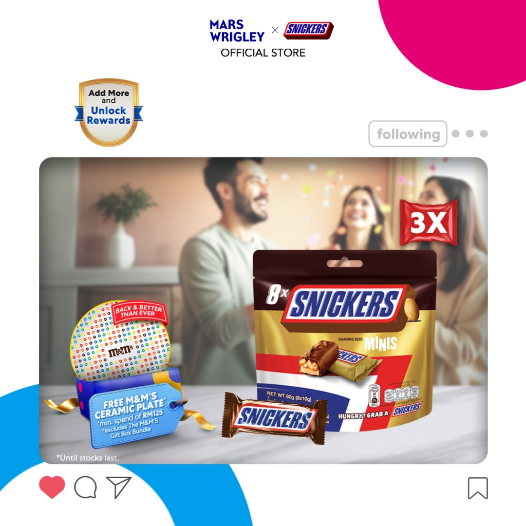 [Bundle of 3] Snickers Peanut Bar Share Bag 80g Chocolate / Recharge ...