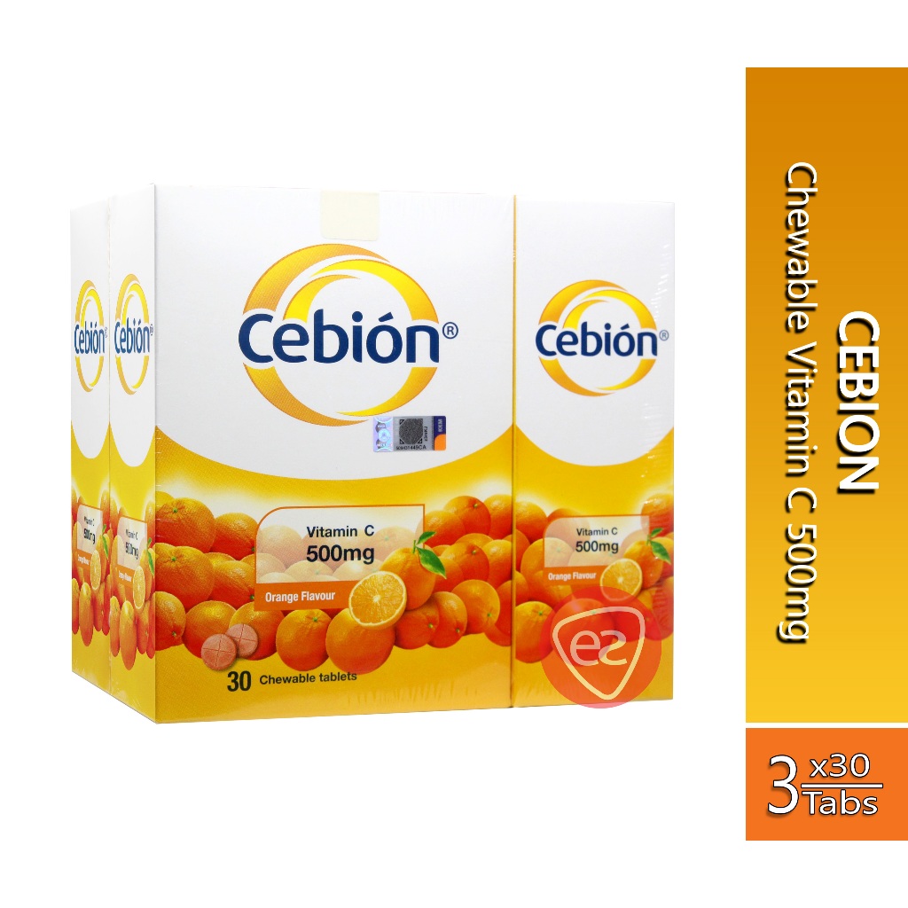 Cebion Vitamin C 500mg Chewable Tablet 30s x3 (Pack of Three) Orange ...