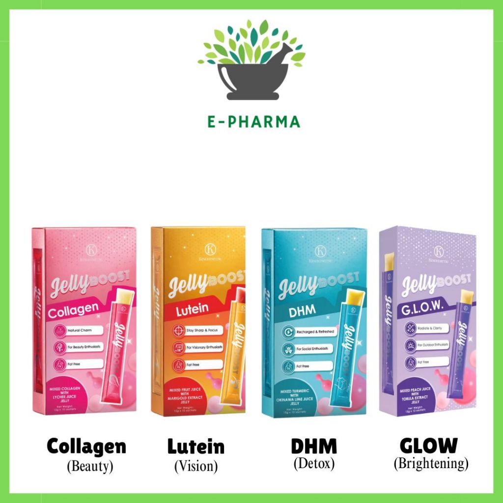 KINOHIMITSU Jellyboost Collagen, Lutein, DHM, GLOW 15g x 10's | Shopee ...