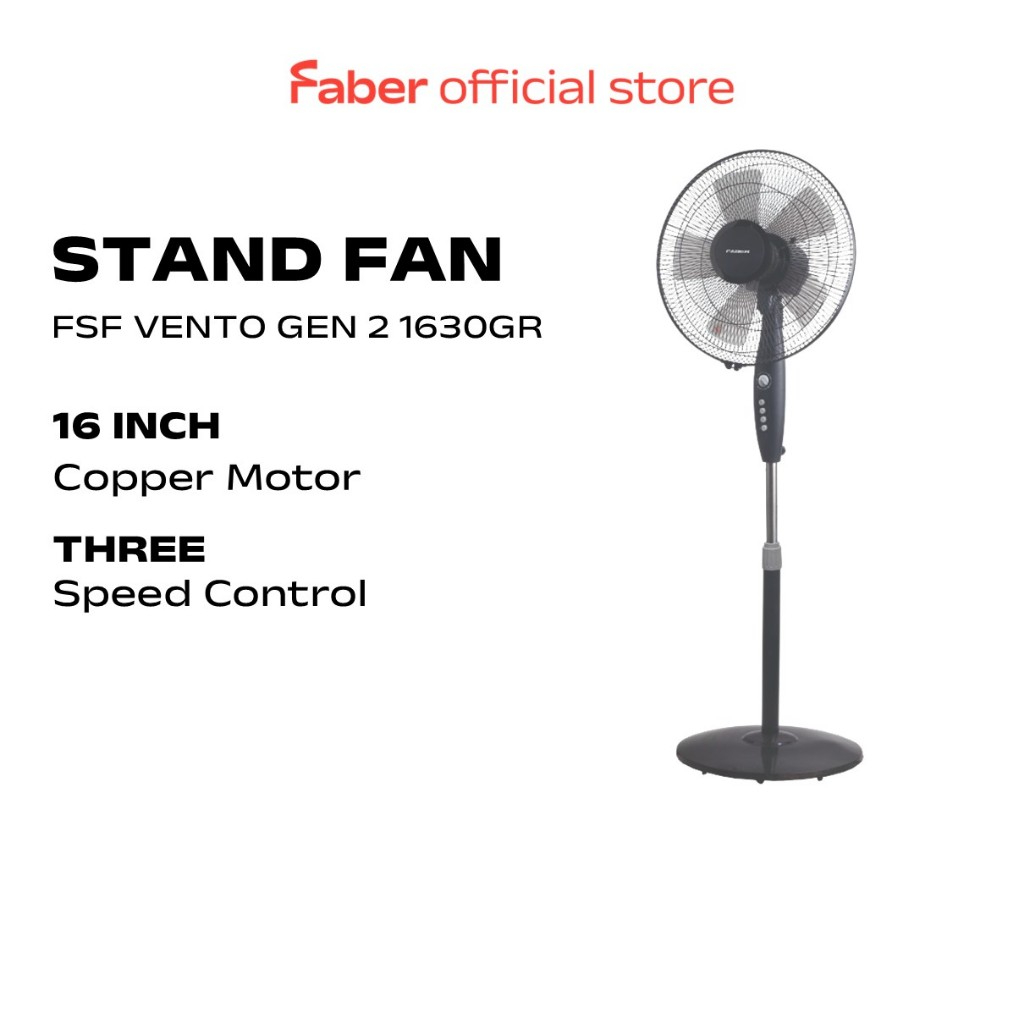Faber VENTO Series 16" Floor 3-Speed Mode 5-Blade Stand Fan FSF Vento ...
