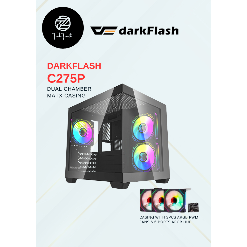 DARKFLASH C275P DUAL CHAMBER MATX CASING - BLACK | Shopee Malaysia