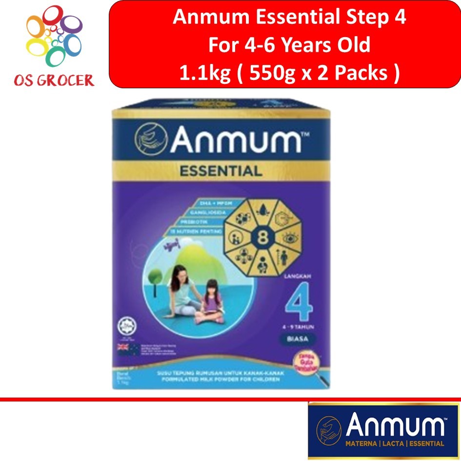 Anmum Essential Step 4 For 4-6 Years Old Original / Honey Flavour 1.1kg ( 550g x 2's ) | Shopee ...