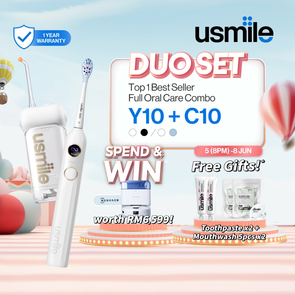 [Full Oral Care Set] usmile Y10 Superclea Sonic Electric Toothbrush + C10 Portable Dental ...