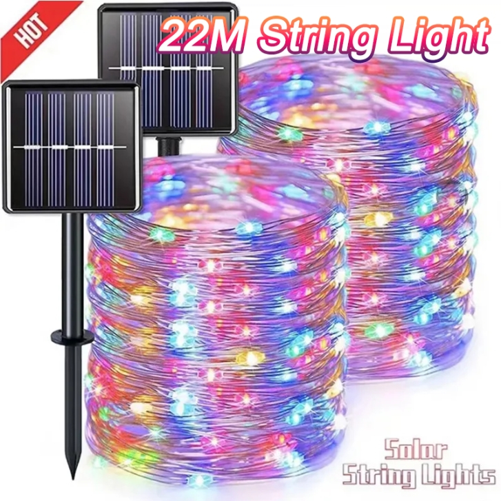 MY Stock 7/12/22/32M 300led Lampu raya Solar Light Fairy Light Outdoor ...