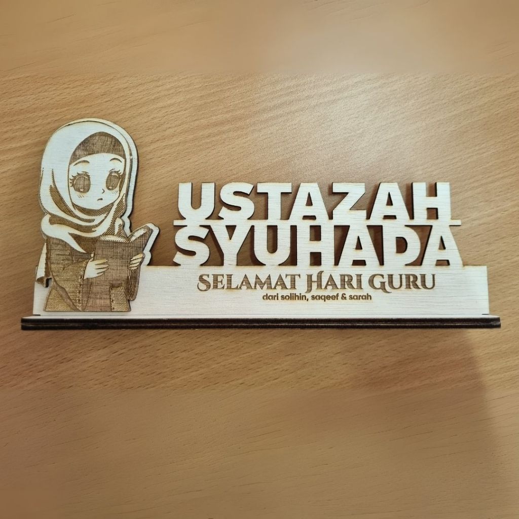 Ukir nama signage meja Customade Personalize Name Wooden Table Signage ...