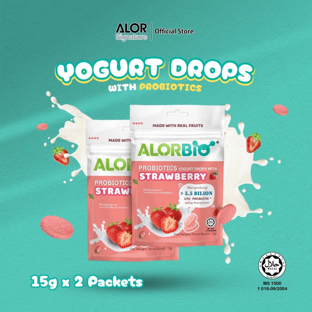 ALORBIO Gula-gula Yogurt Probiotik Perisa Strawberi (15g x 2 peket ...