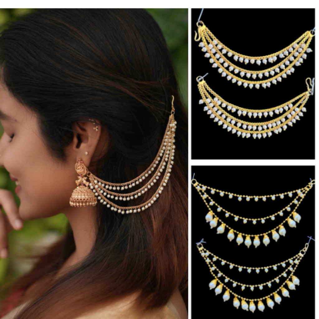 Mattal | Ear Chain | Earrings | Hair Chain | Maatal | Thodu | Subang ...
