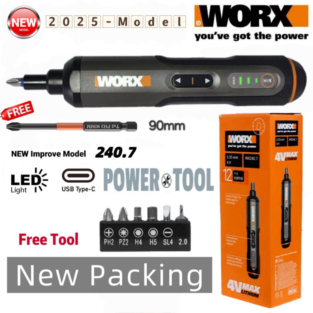 Worx New! 2025 4v Upgrade Version with WX240.7（ FREE AirBeg Packing ...