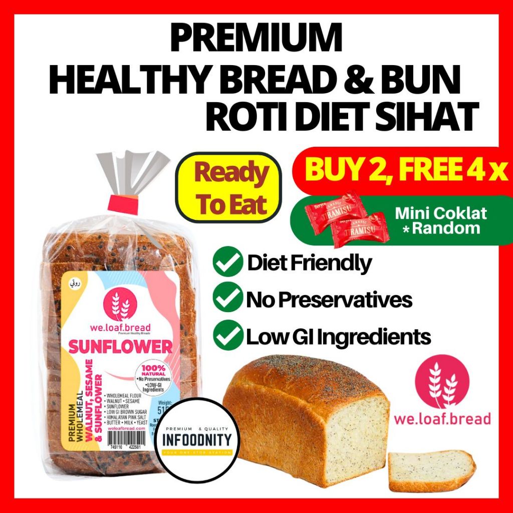 WE LOAF BREAD Healthy Bread LOW GI Bread Wholemeal Bread Loaf Roti Diet ...