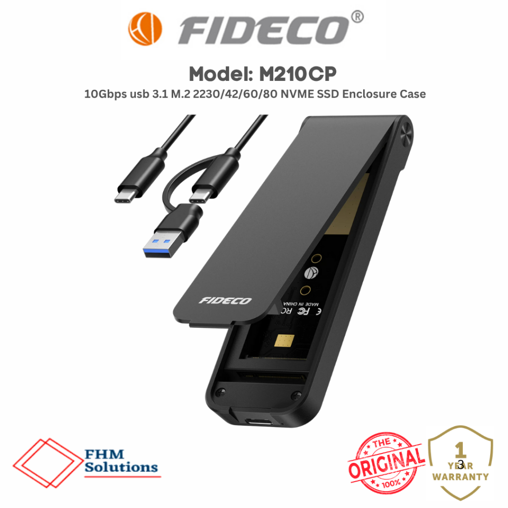FIDECO M210CP 10Gbps usb 3.1 M.2 2230/42/60/80 NVME SSD Enclosure Case ...