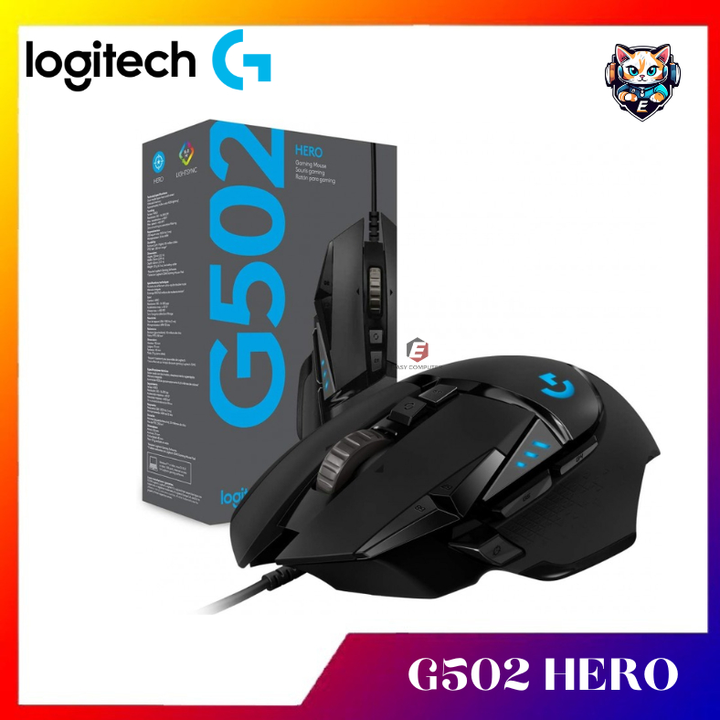 LOGITECH G502 HERO Wired Gaming Mouse with HERO 25K Sensor, 25,600 DPI ...