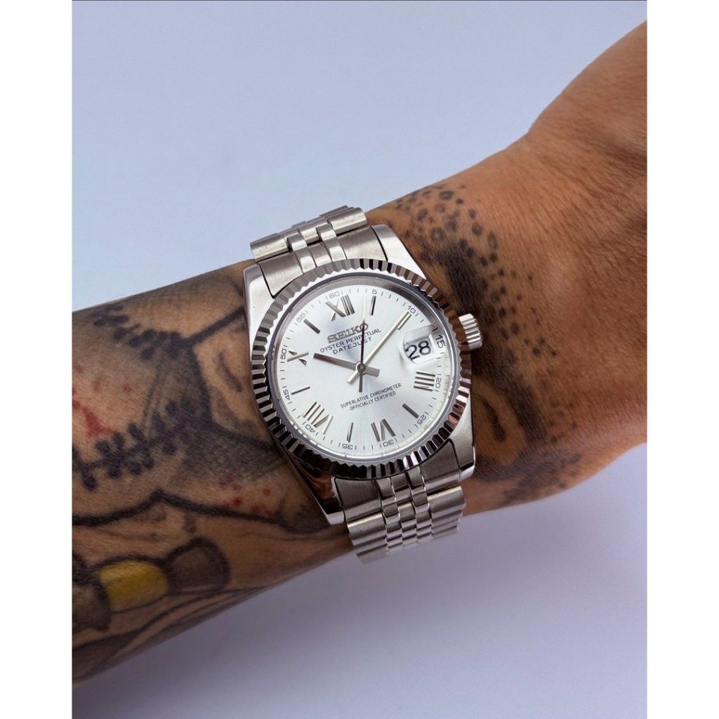 【Custom Seiko Mod 36mm Sector Roman Silver Datejust】 Custom Seiko Mod ...
