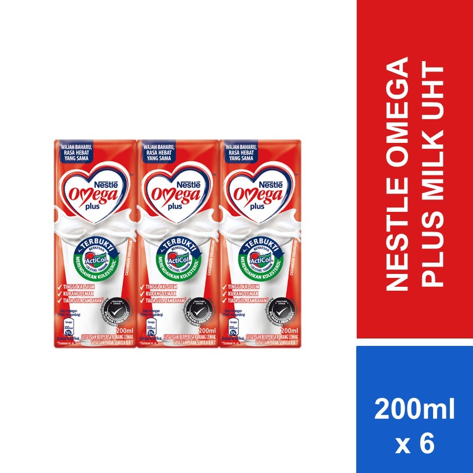 Nestle Omega Plus UHT Plain Adult Milk (200ml x 6 Packs) | Shopee Malaysia