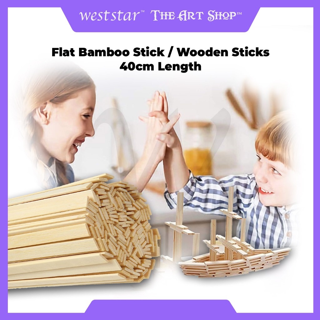 [WETAS] Flat Bamboo Stick Craft / Wooden Craft Sticks for Crafting ...