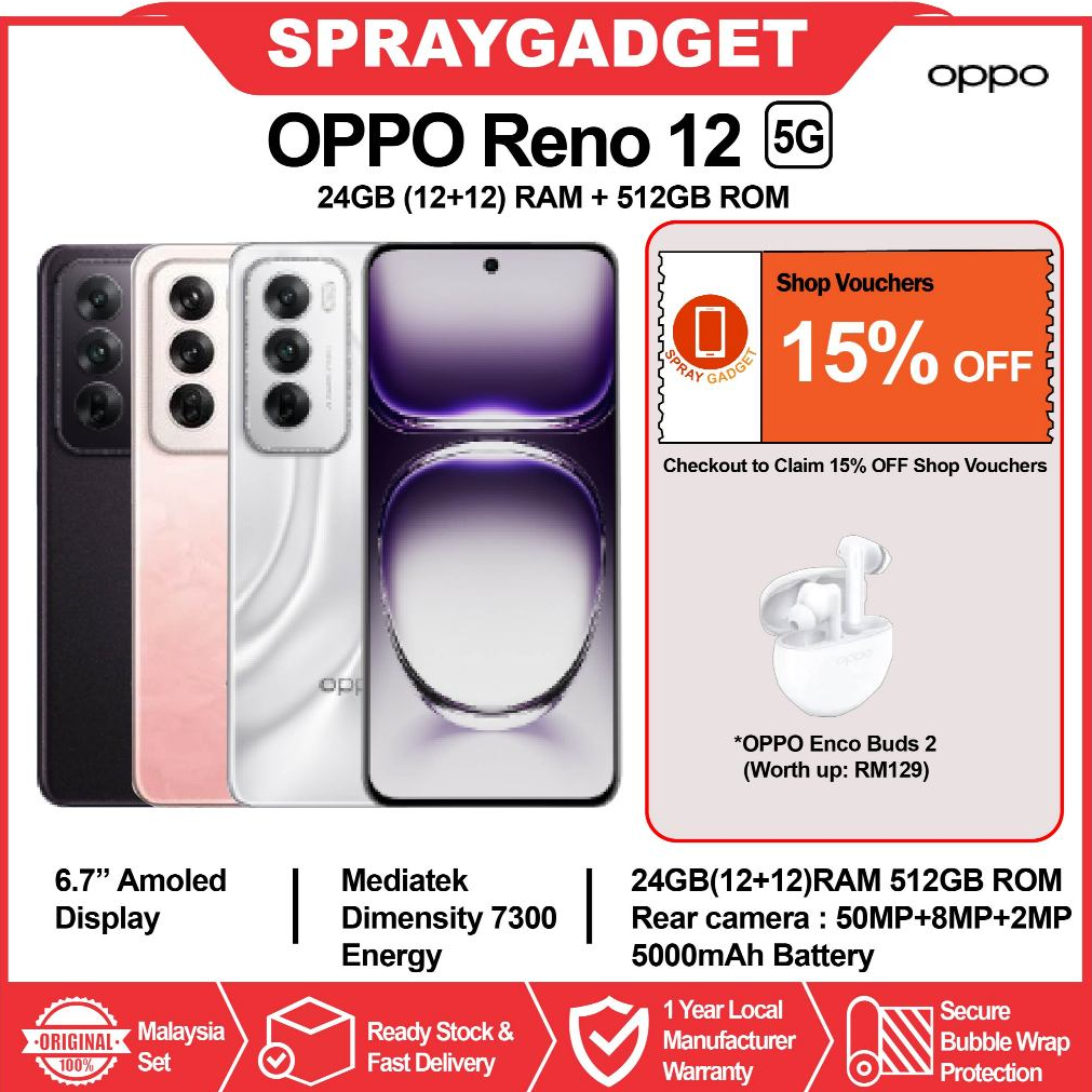 [PROMO] OPPO Reno 12 5G -24GB*(12+12)RAM l 512GB ROM 🎁OPPO Malaysia ...