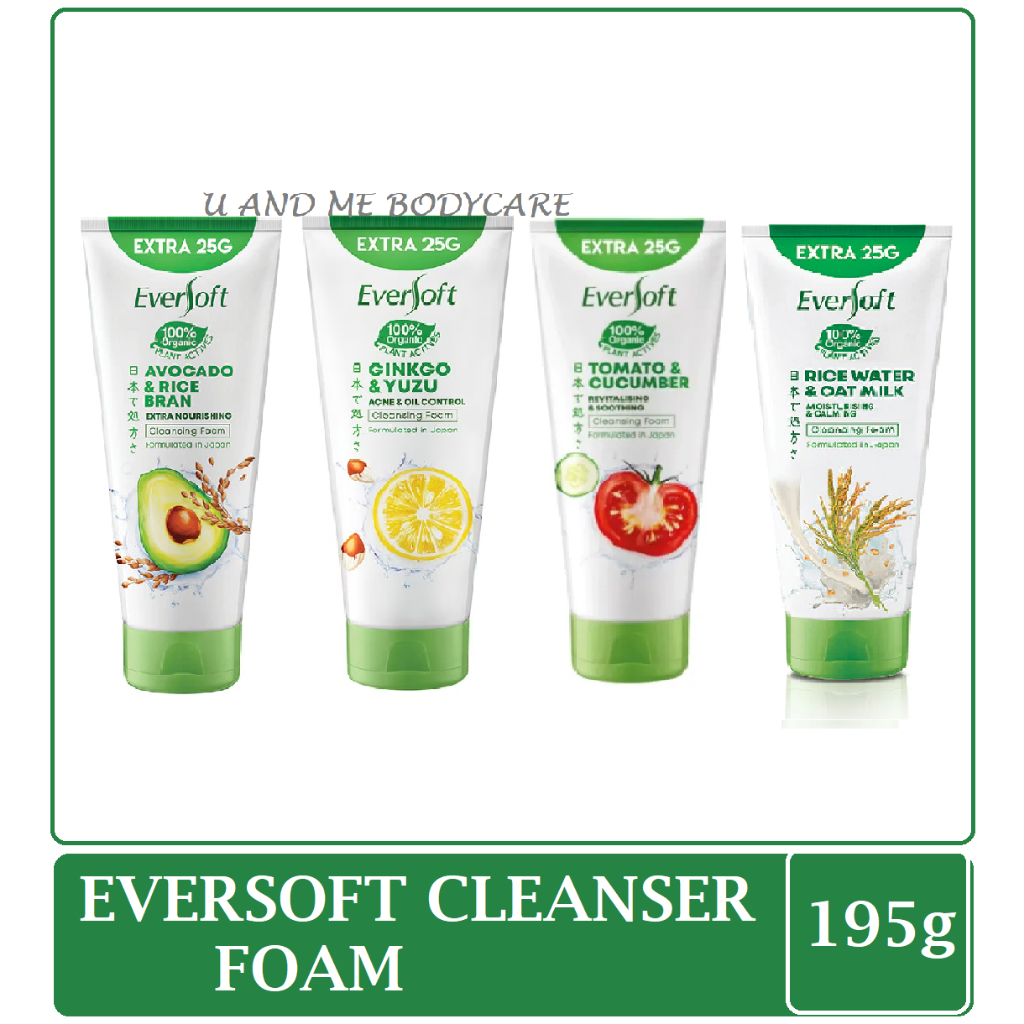 EVERSOFT AVOCADO/GINKGO& YUZU/TOMATO & CUCUMBER CLEANSER FOAM 195g ...