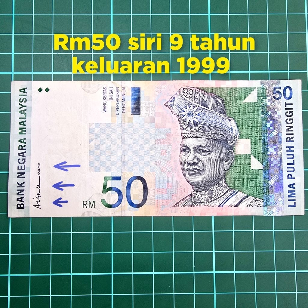 (A418) Rm50 siri 9 duit kertas lama duit syiling lama rm50 sign tepi duit Malaysia lama tabung ...