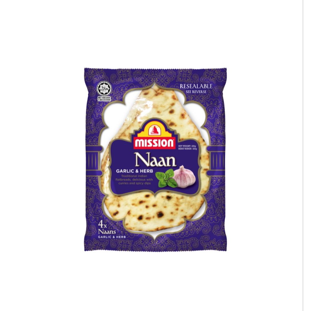 MISSION Halal ☑️ Roti Naan Garlic And Herbs 4pcs | Shopee Malaysia