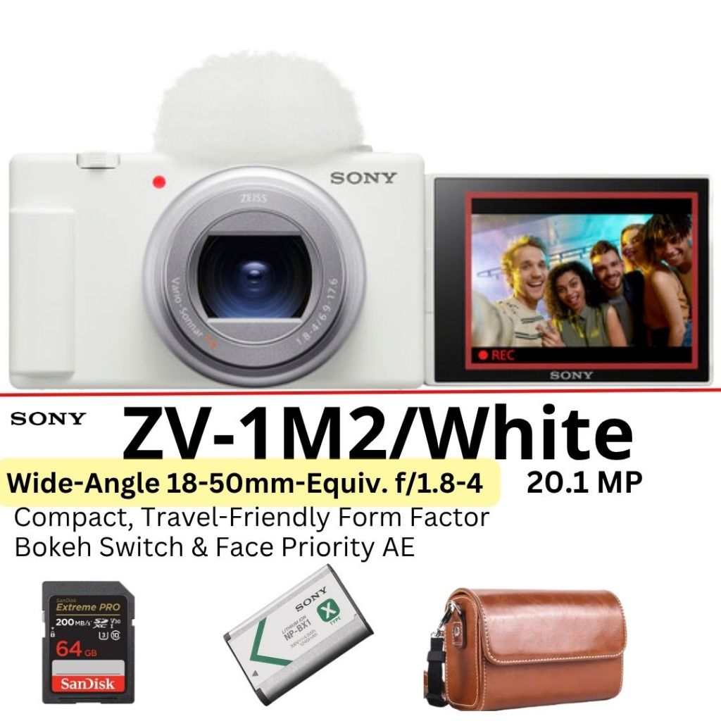 Sony ZV-1 II (Hitam/Putih) Kamera Vlog + Basic / Travel / GP-VPT2BT Kit ( ZV-1M2 / ZV1 II ...