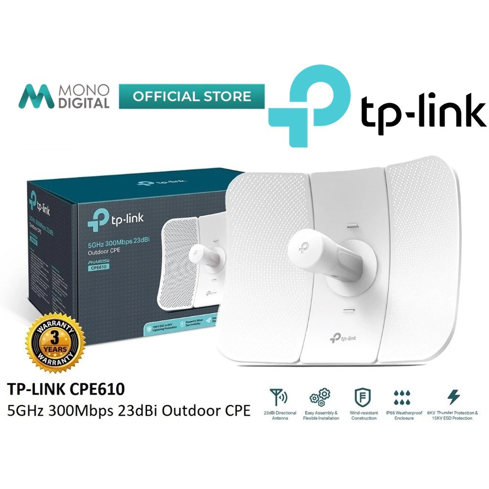 TP-LINK CPE610 300MBPS / CPE710 867MBPS / CPE605 150MBPS 5GHZ 23DBI ...
