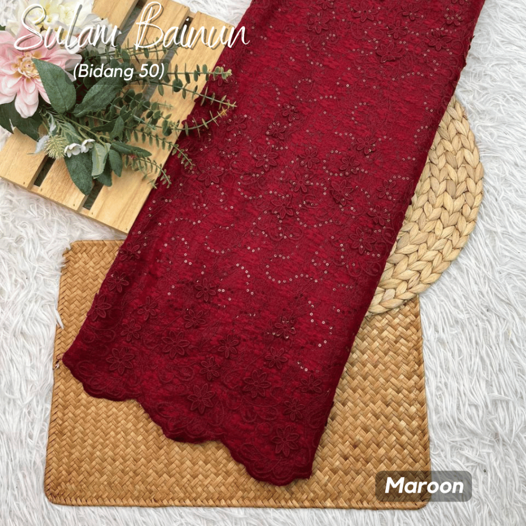 (2Meter) SULAM LACE TIMBUL BAINUN KAIN PASANG I KAIN ELA BERKUALITI DAN ...
