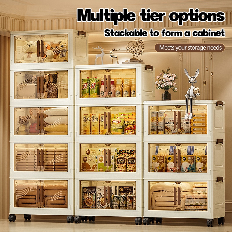 (1-5 Layers) 2 Doors Foldable Multipurpose Stackable Pantry Storage ...