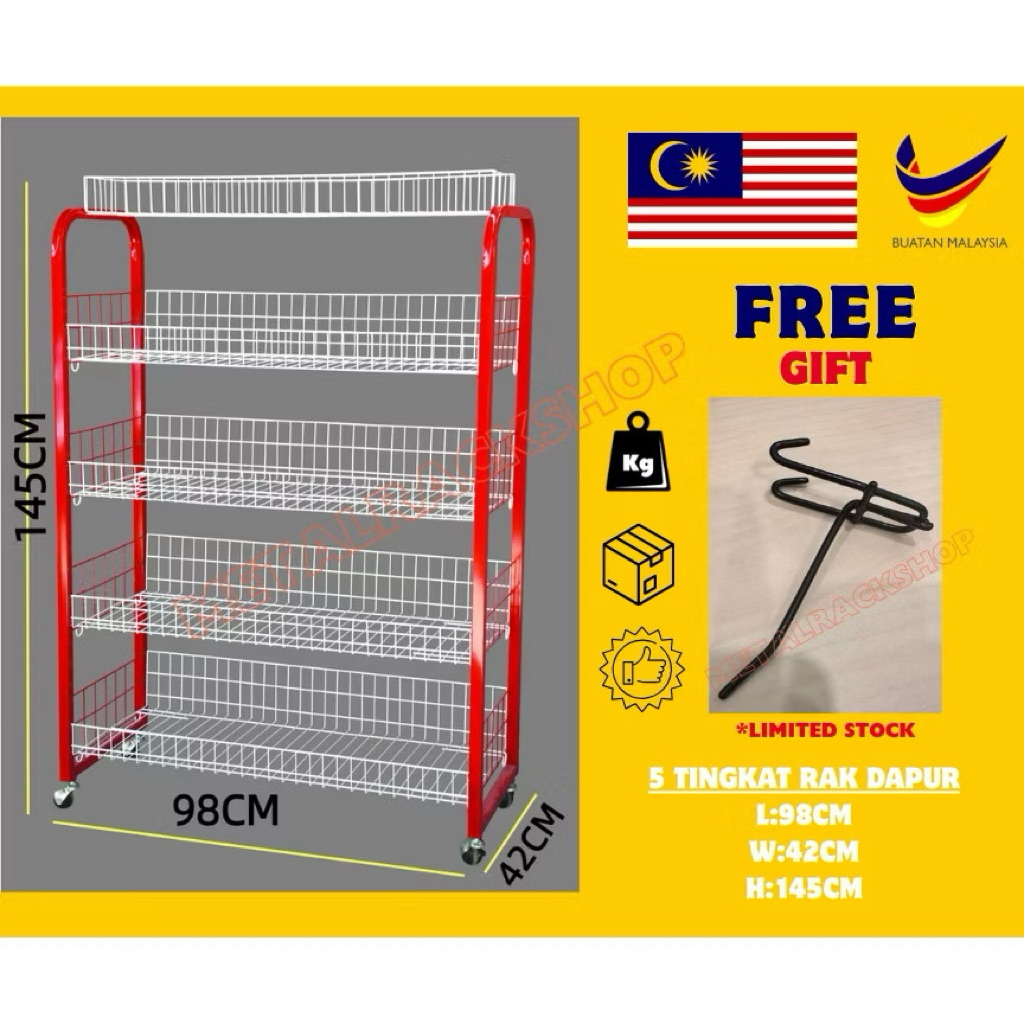 MultiPurpose Rack-WM~555 5 Tiers Heavy duty Display Rack with roller ...