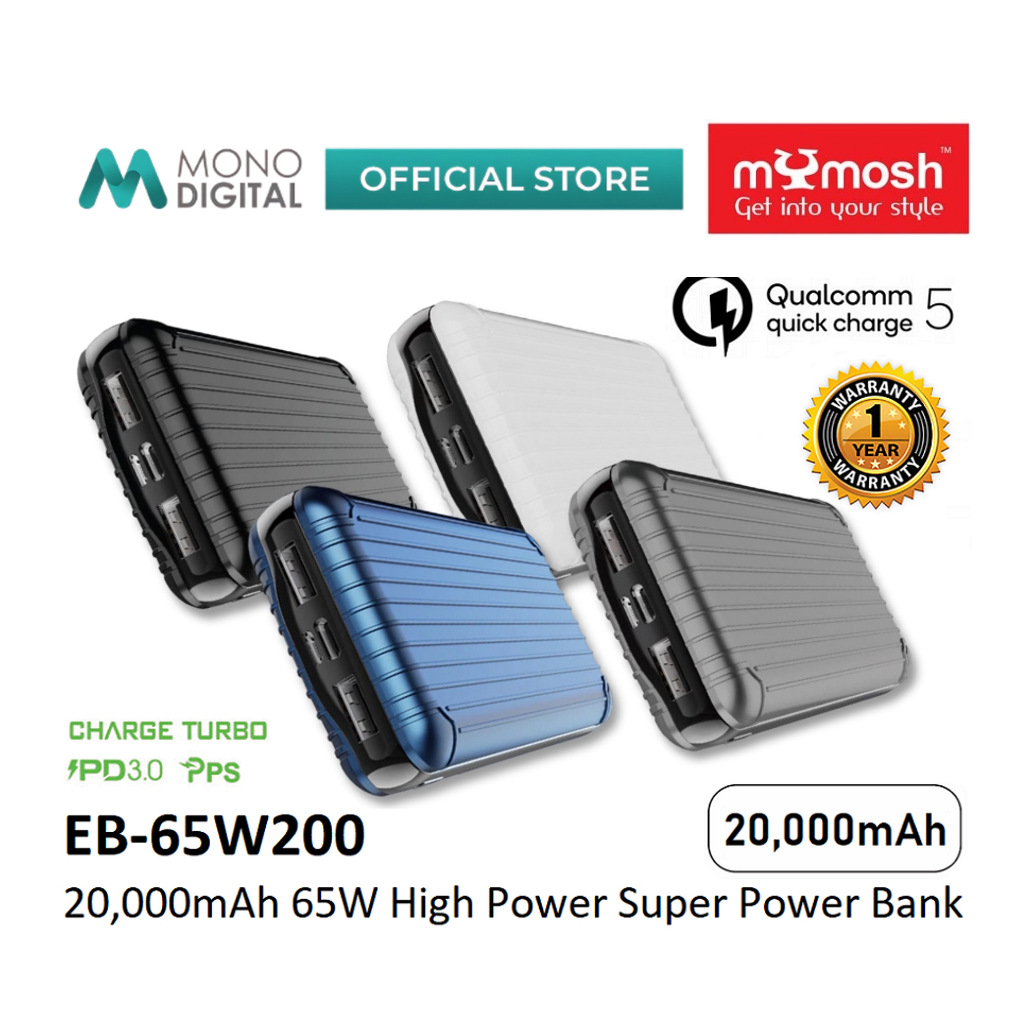 MYMOSH 20,000MAH 65W HIGH POWER QUICK CHARGE QC5.0 POWER BANK FOR ...