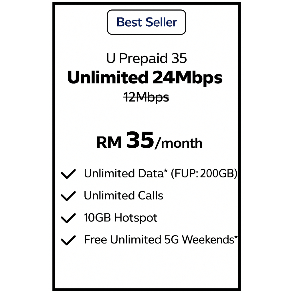 Umobile Unlimited Prepaid 5G SIM Card Plan - U25 U35 U40 U50 / Umobile Postpaid 38 68 98 5G Plan ...