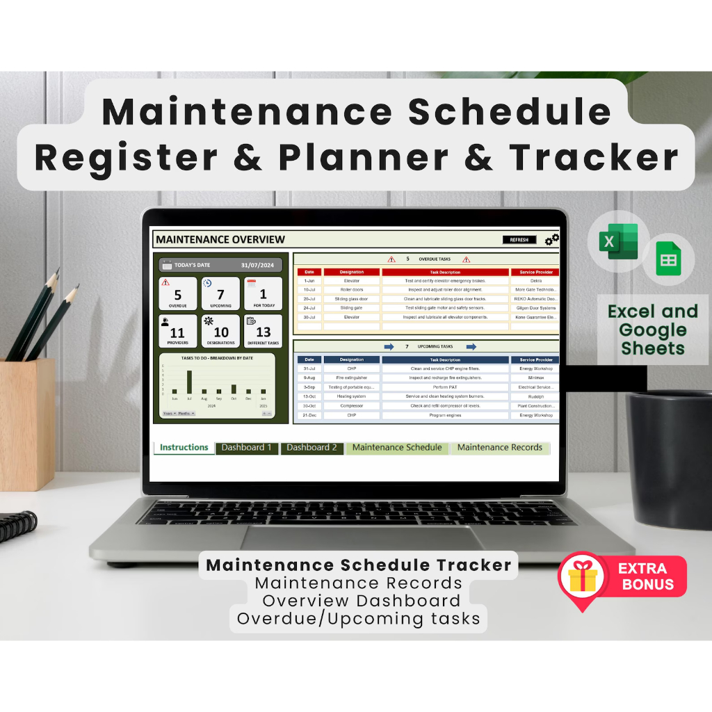 Maintenance Schedule Register Excel Template Maintenance Planner ...