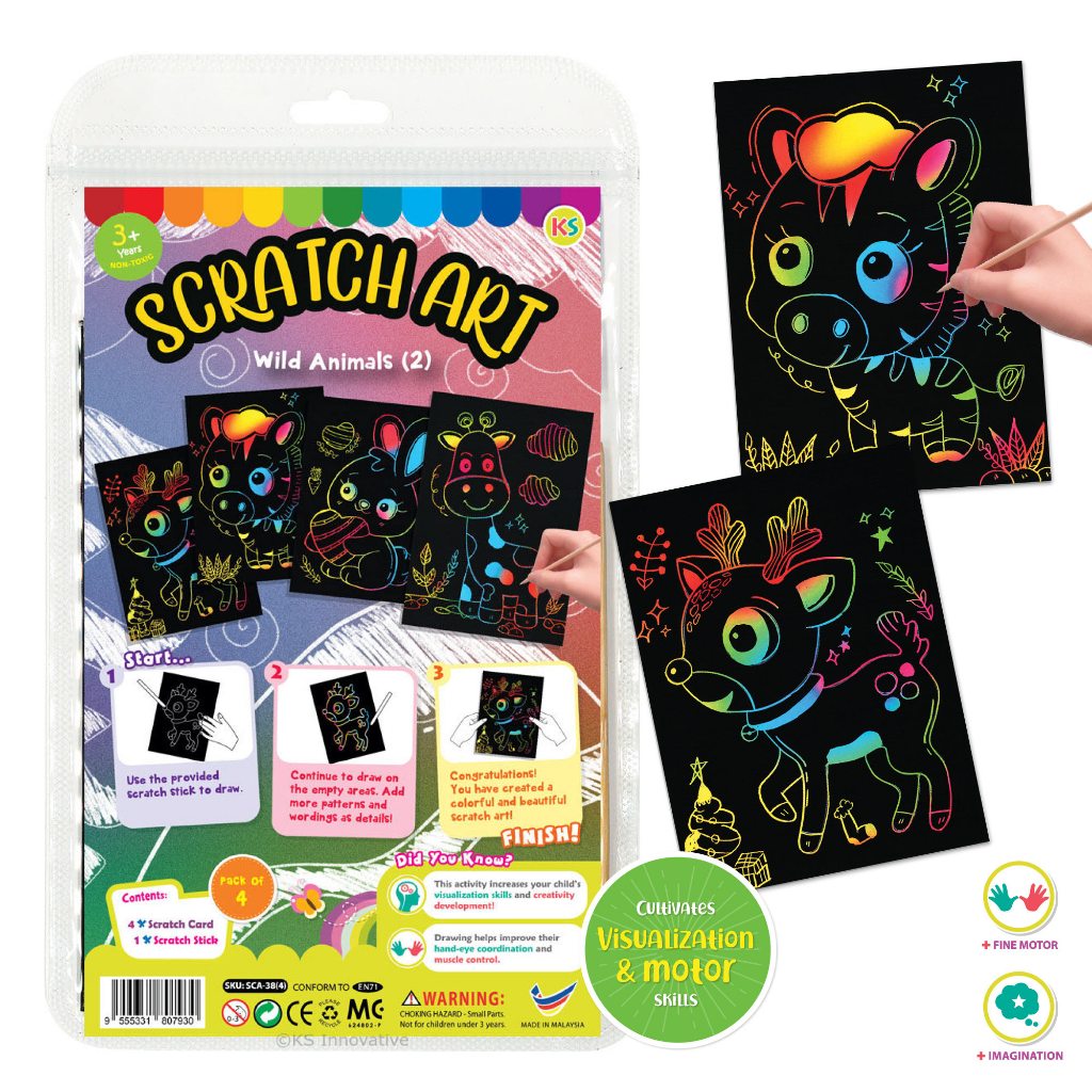 Scratch Art Wild Animals Kit Part 2 - Deer, Rabbit, Zebra, Giraffe ...