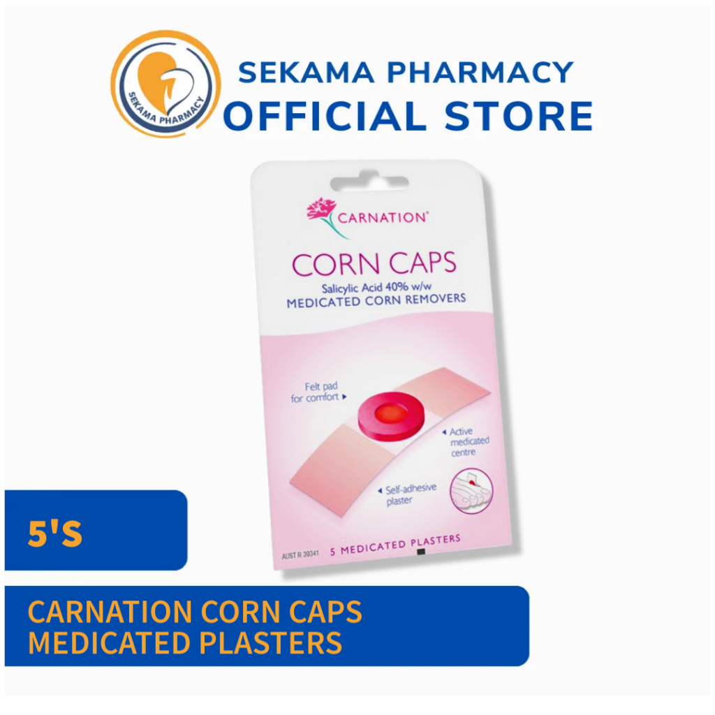 CARNATION CORN CAPS MEDICATED PLASTERS (RELIEVES AND REMOVES CORNS) 5'S ...