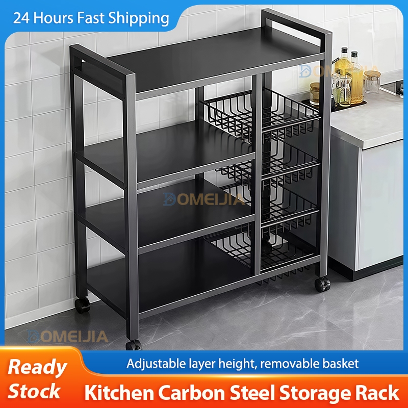 3/4 Tier Multipurpose Rack Storage Rack With Wheels Movable Rak Dapur ...