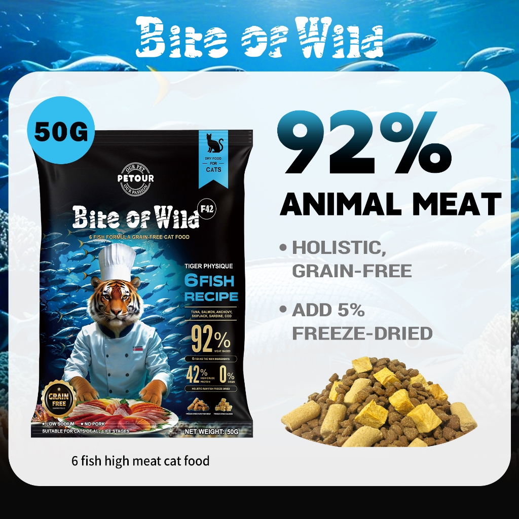 Bite of Wild F42 (50g) 6Fish Cat Food Kibble Makanan Kucing With Freeze ...